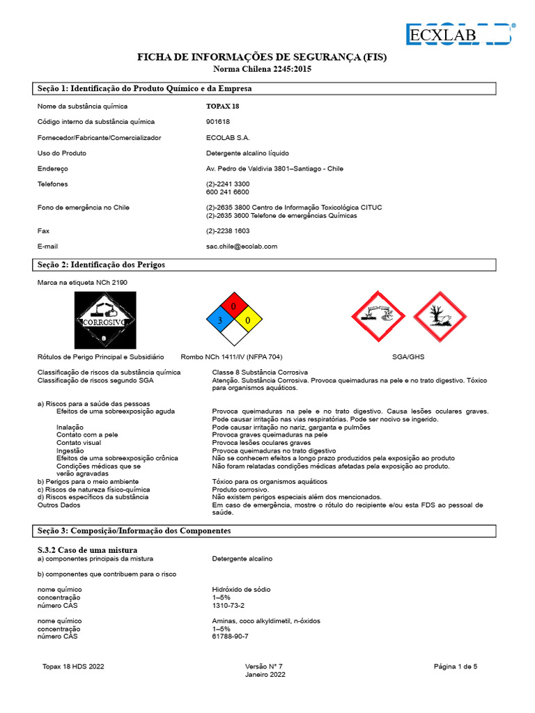 Topax 18 HDS 2022 | PDF | Toxicidade | Desperdício