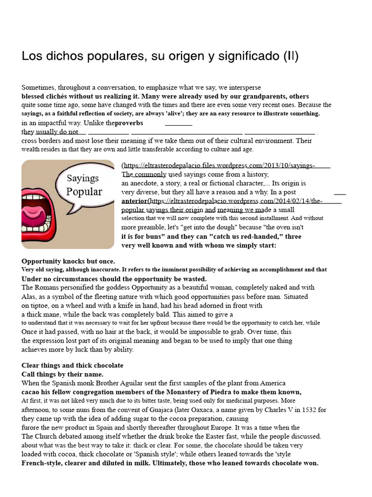 Popular Sayings, Their Origin and Meaning (II) - The Palace Storage ...