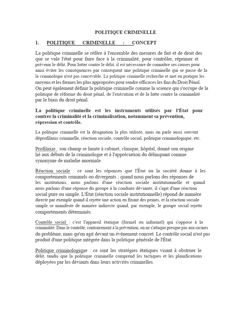 Comprendre la Politique Criminelle | PDF | Crimes | Crime et violence