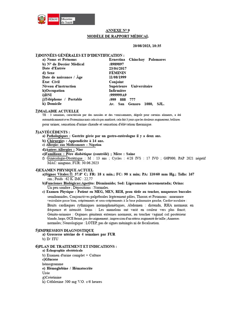 Rapport médical grossesse et ITU | PDF | Grossesse | Infection urinaire