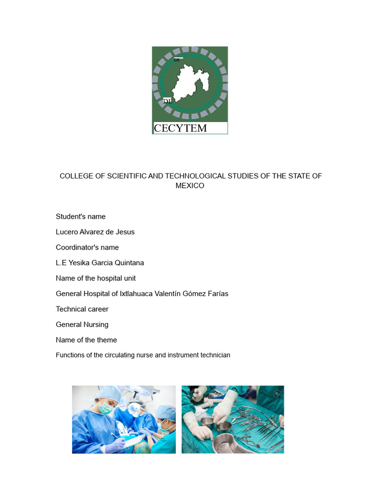 Circulating Nurse Role in Surgery | PDF | Surgery | Operating Theater