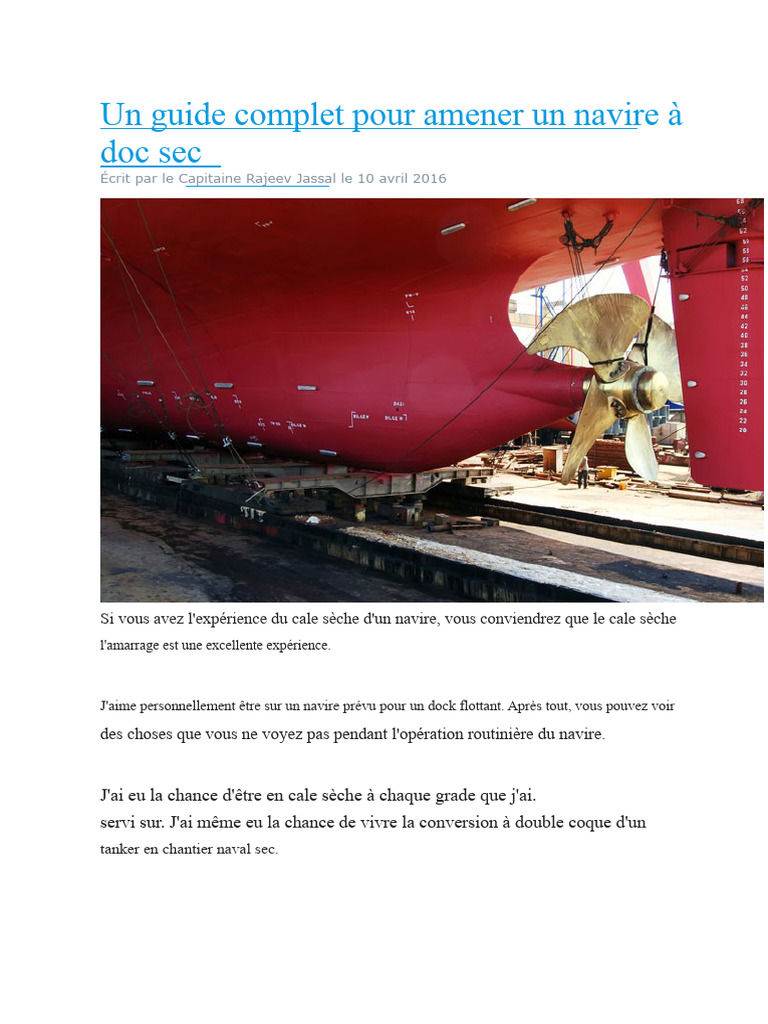 Guide pratique du cale sèche pour navires | PDF | Remorqueur | Port