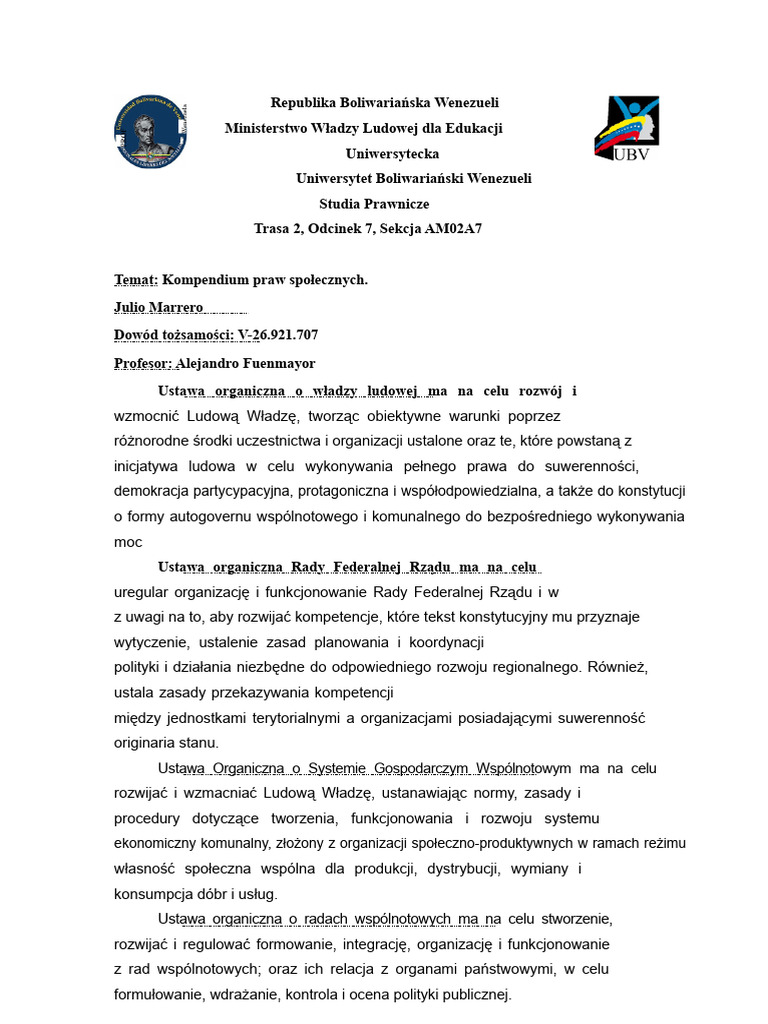 Esej o Prawach - Projekt | PDF