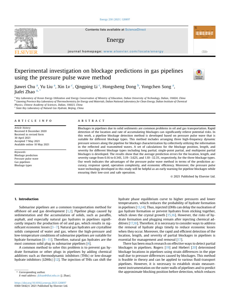 Pipeline Blockage Detection via Pressure Waves | PDF | Waves