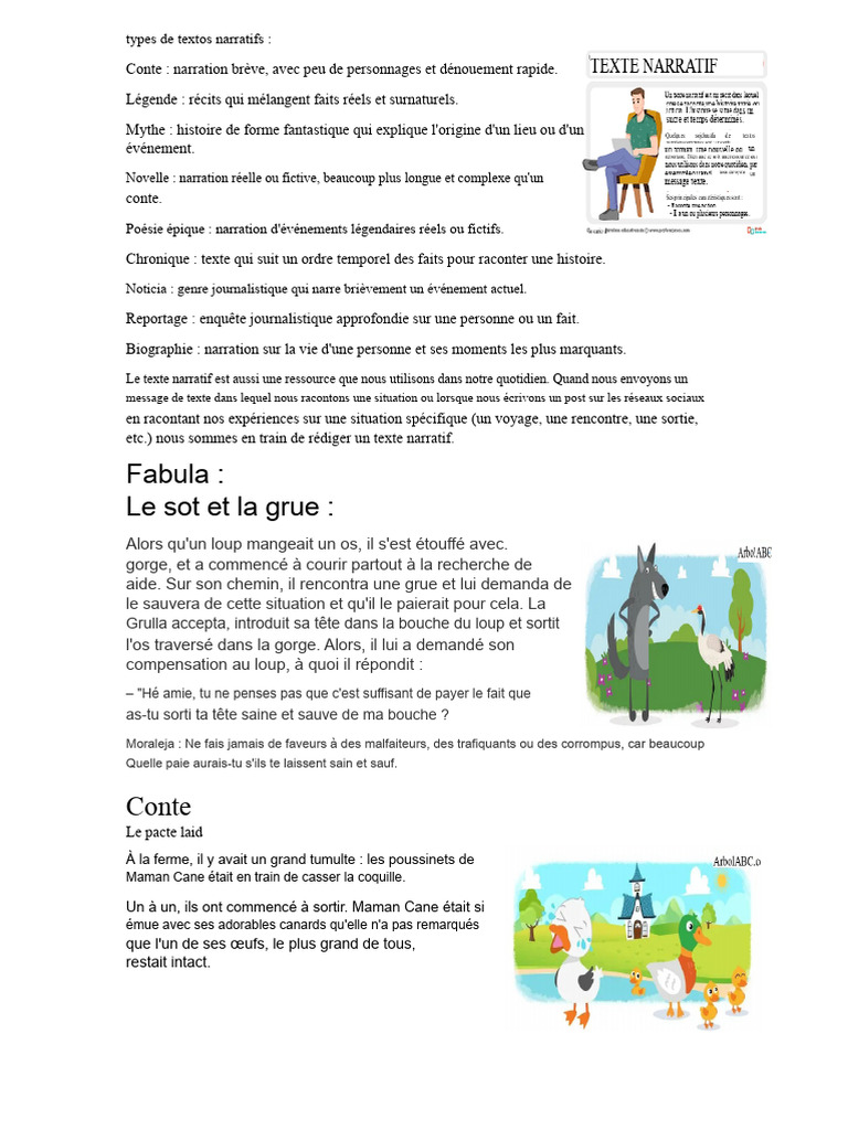 Types de textes narratifs expliqués | PDF | Lune