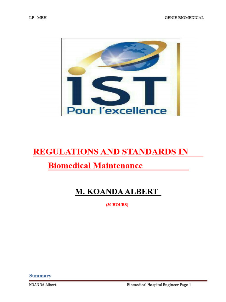 Regulations and Standards in Biomedical Maintenance-2 | PDF | Medical ...