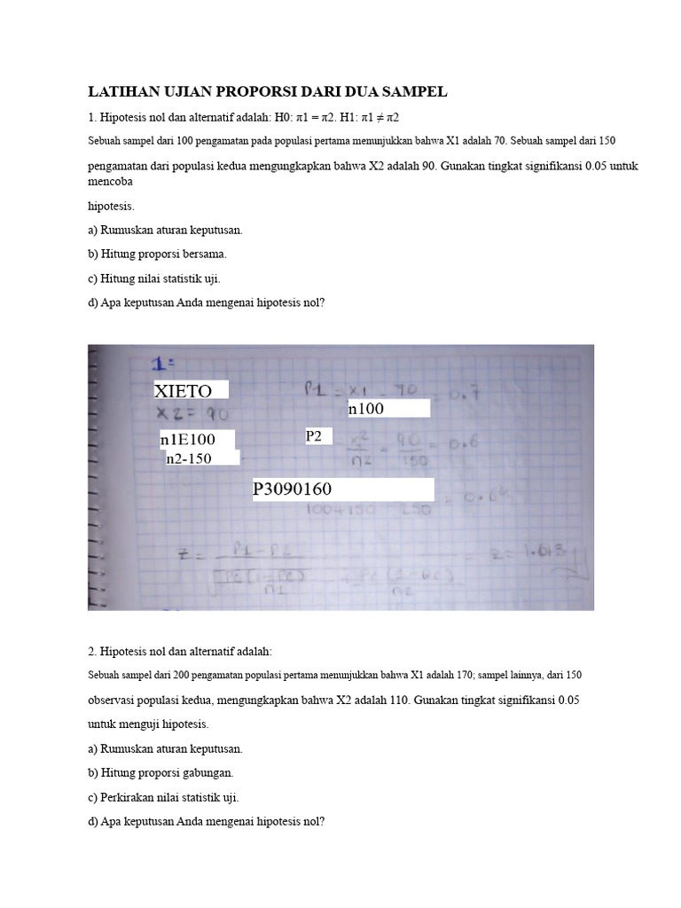 Uji Proporsi Dua Sampel dan Analisis | PDF