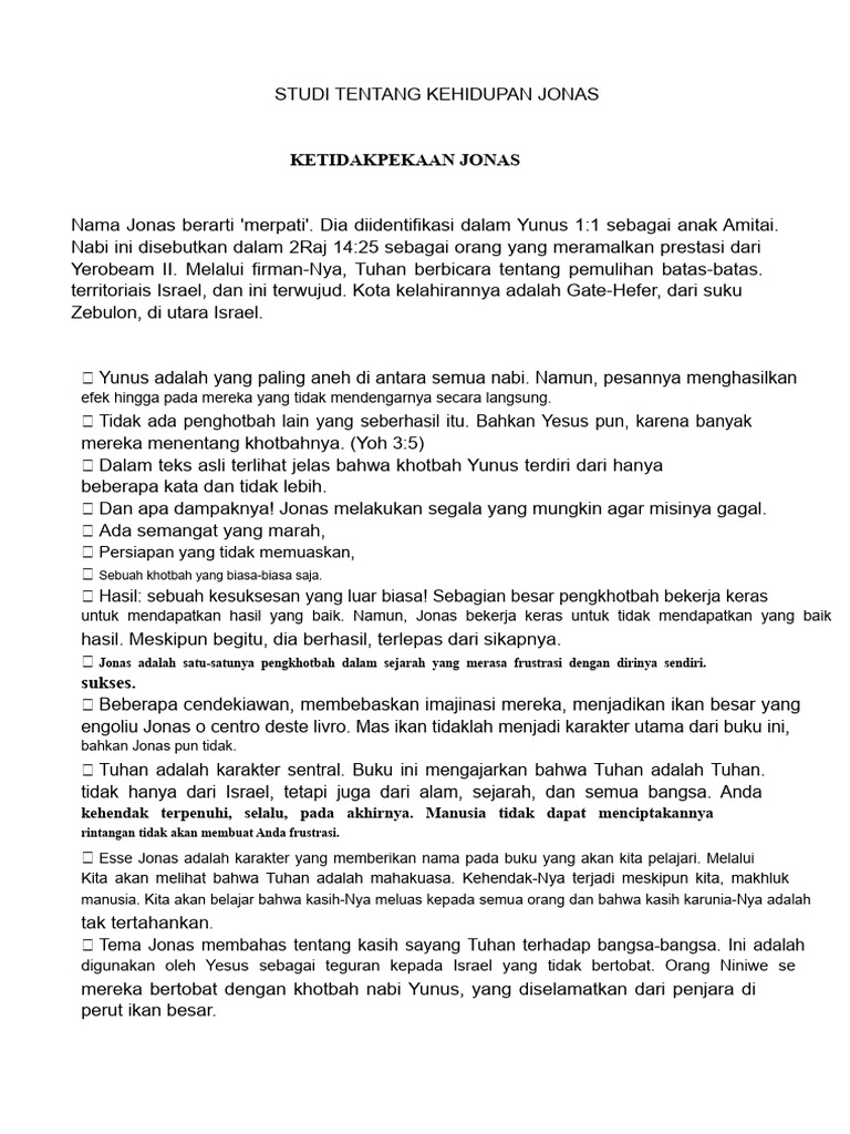 STUDI TENTANG HIDUP JONAS | PDF