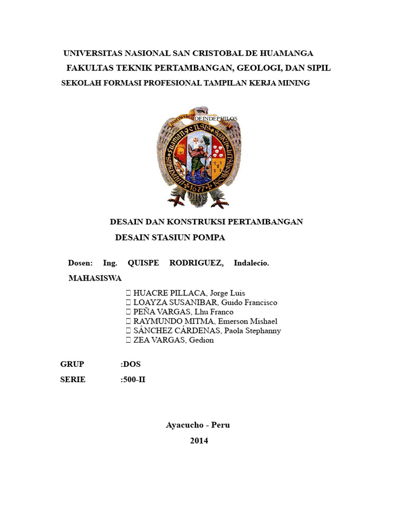 Desain Stasiun Pompa Pertambangan | PDF