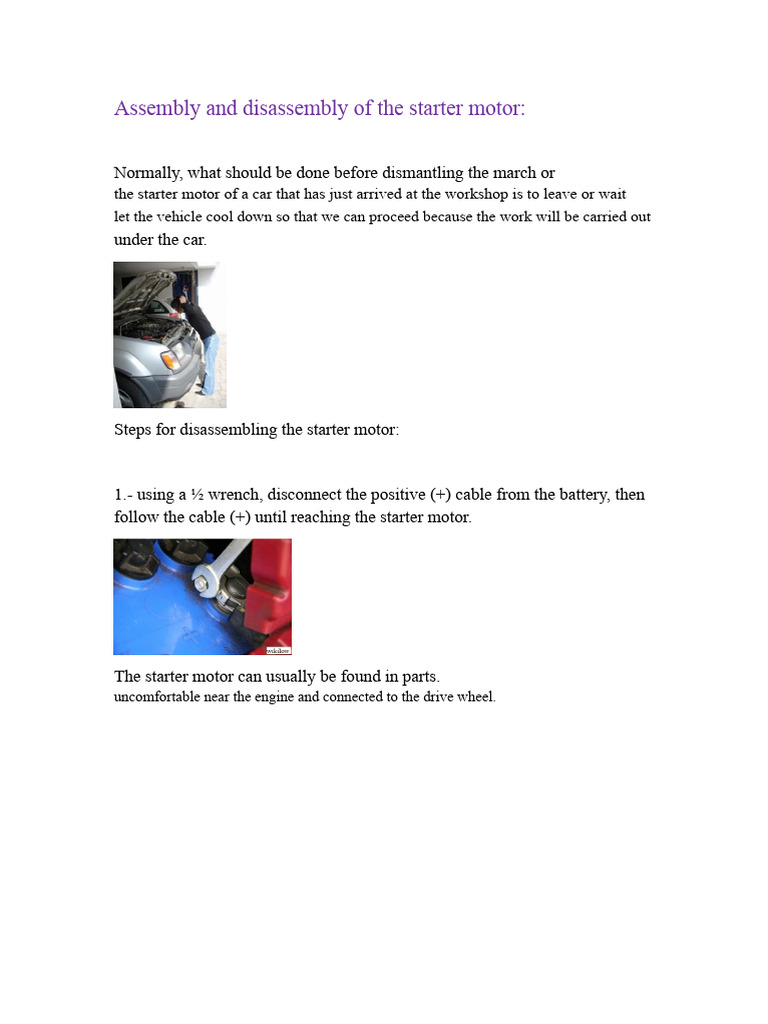 Assembly and Disassembly of The Starter Motor | PDF | Manufactured Goods