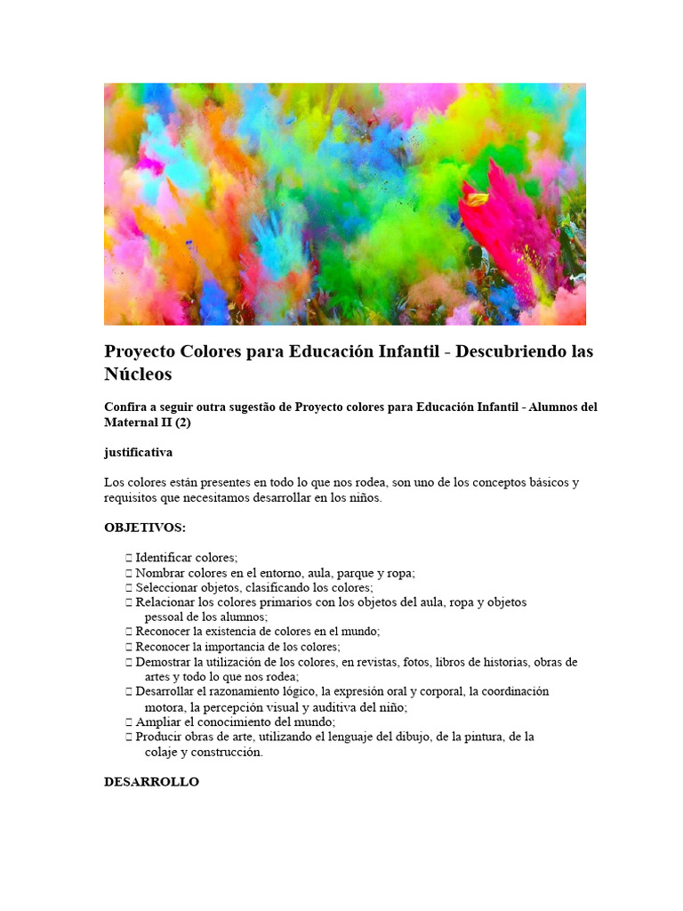 Proyecto Colores para Educación Infantil Descubriendo Los Colores en ...