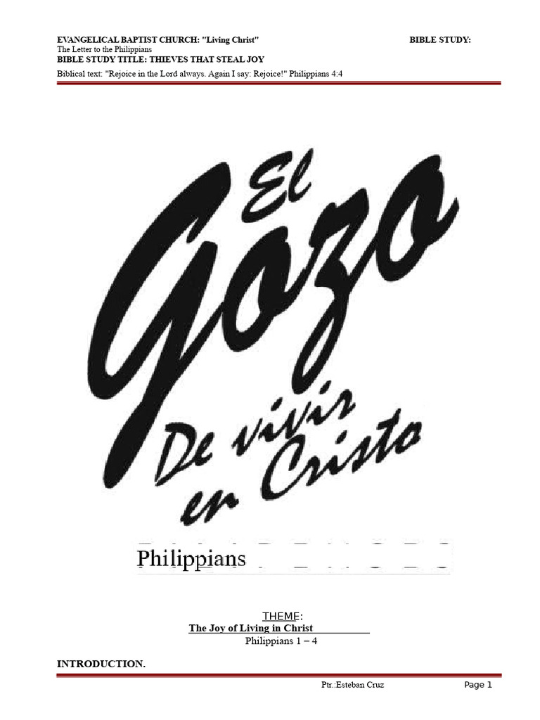 Bible Study of the Book of Philippians | PDF | Epistle To The ...