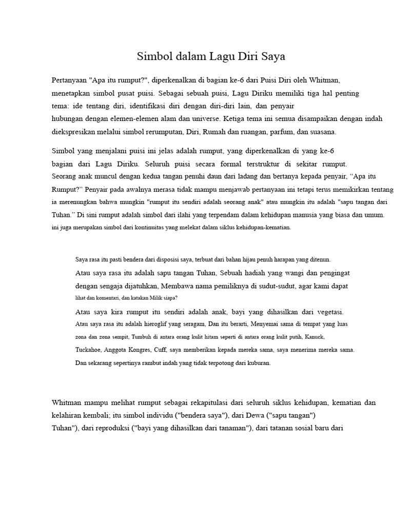 Simbol Rumput dalam Puisi Whitman | PDF