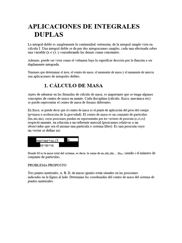 APLICACIONES DE INTEGRALES DOBLES | PDF | Masa | Integral