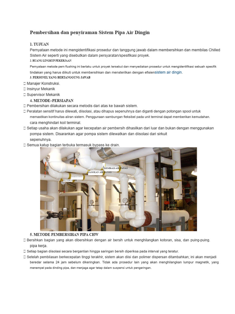Pembersihan dan Pemompaan Sistem Pipa Air Dingin | PDF