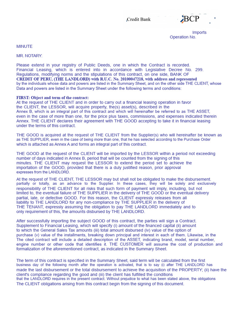 Financial Leasing Contract Overview | PDF | Lease | Insurance