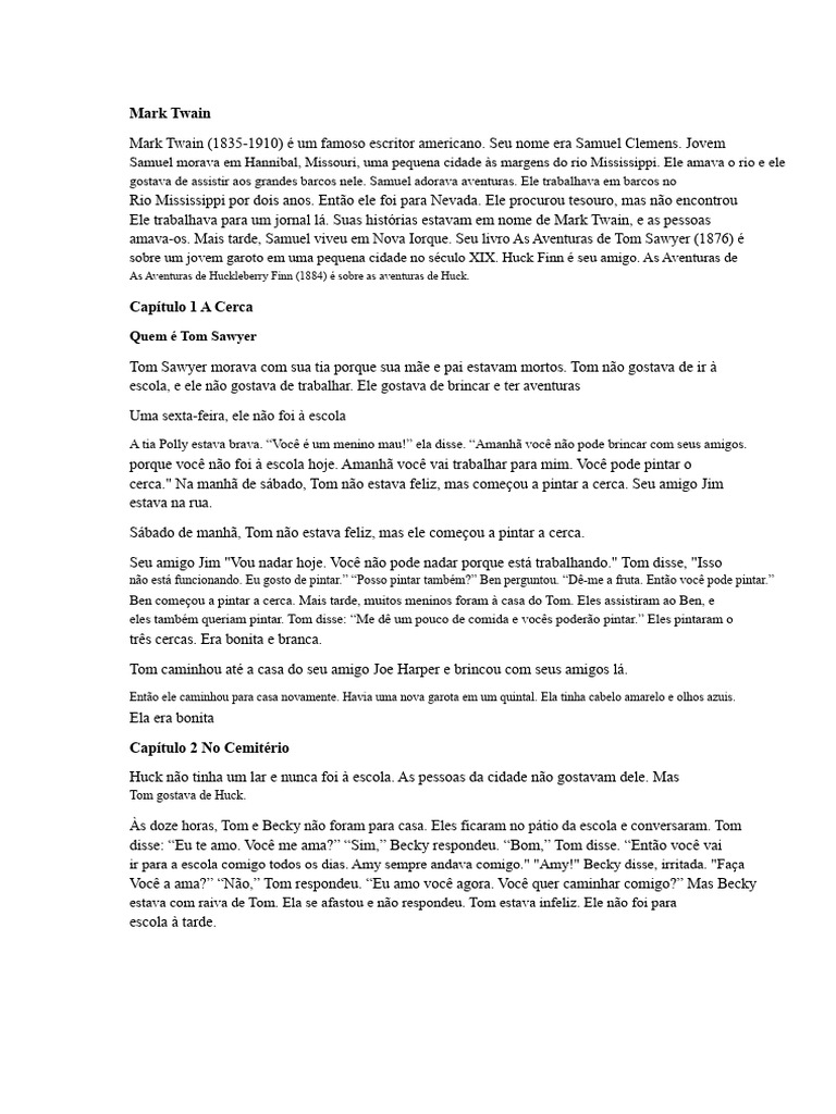 Mark Twain e As Aventuras de Tom Sawyer | PDF | Mark Twain | Tom Sawyer