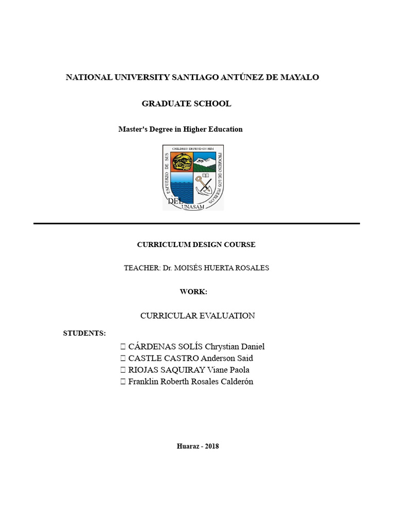 Curricular Evaluation Monograph | PDF | Curriculum | Evaluation