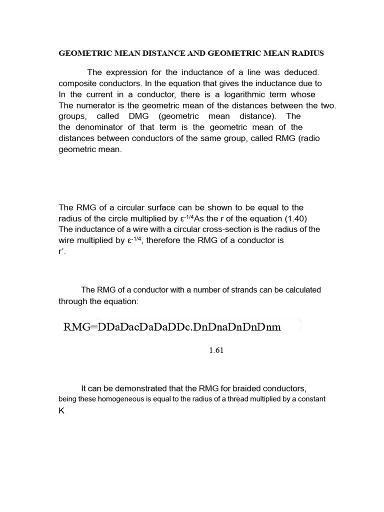 Geometric Mean Radius and Distance Analysis | PDF | Inductance | Equations