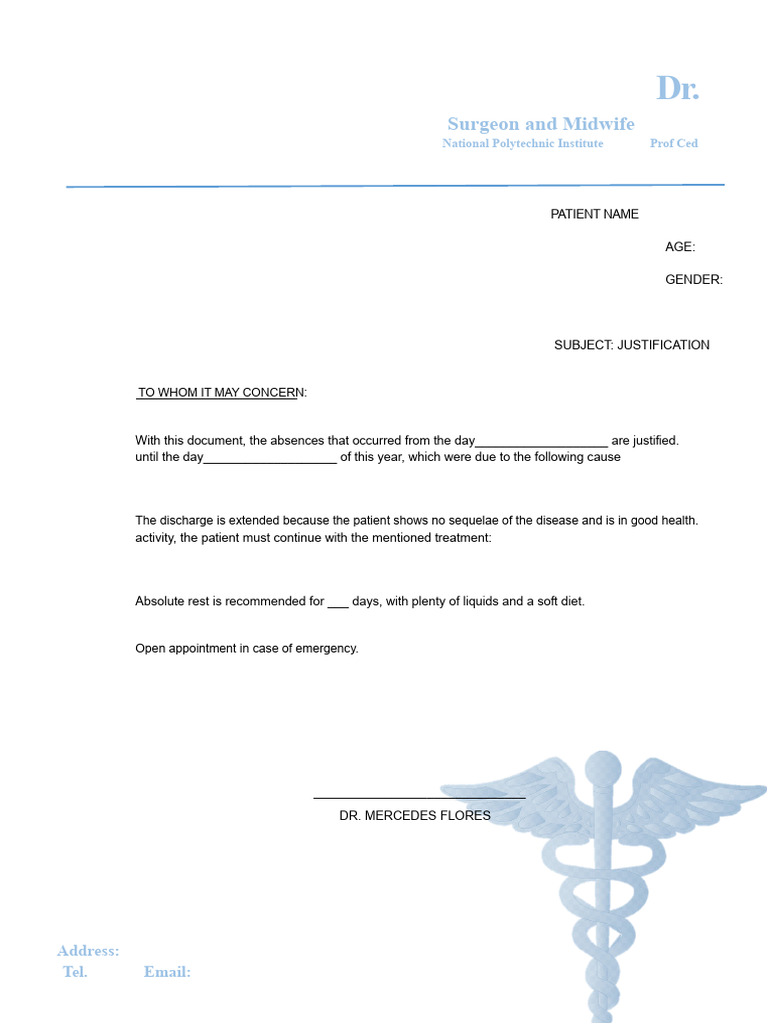 Patient Absence Justification Letter | PDF