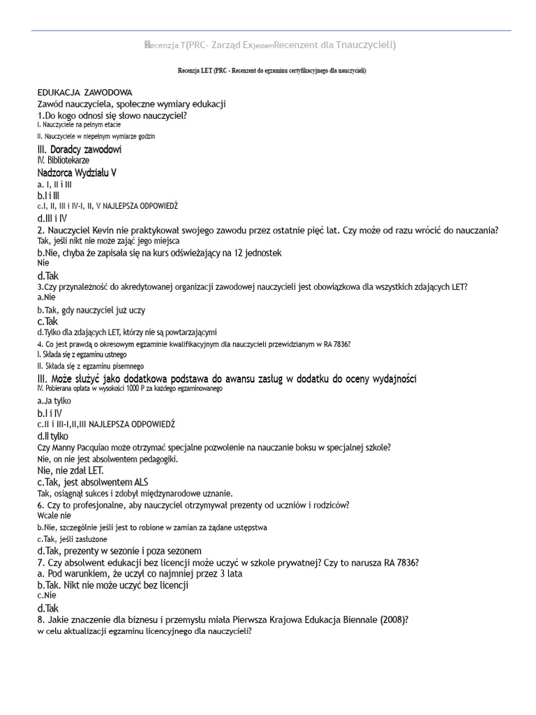 Let Review PRC Board Exam Reviewer For Teacherspdf | PDF