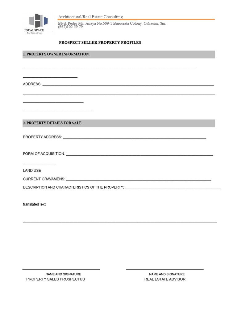 Property Seller Profile Template | PDF