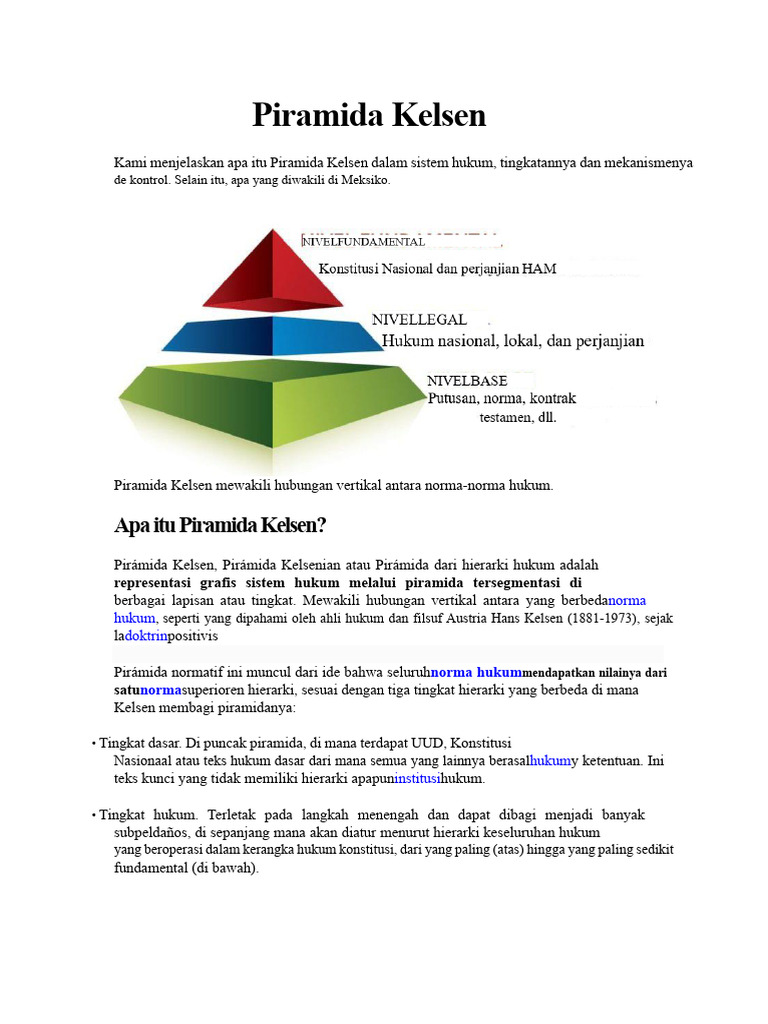Memahami Piramida Kelsen dalam Hukum | PDF