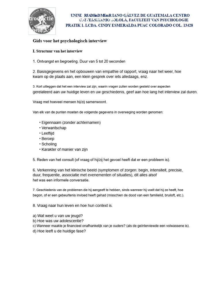 Gids Voor Het Psychologisch Interview | PDF