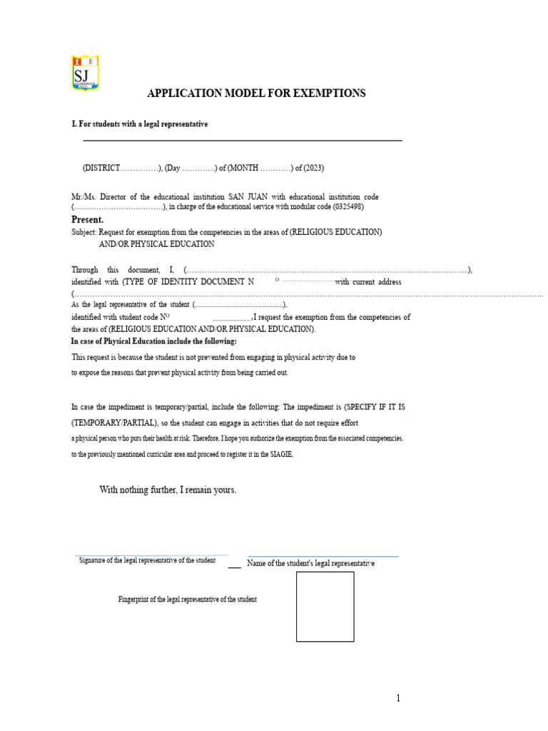 Exemption Request for Education Competencies | PDF