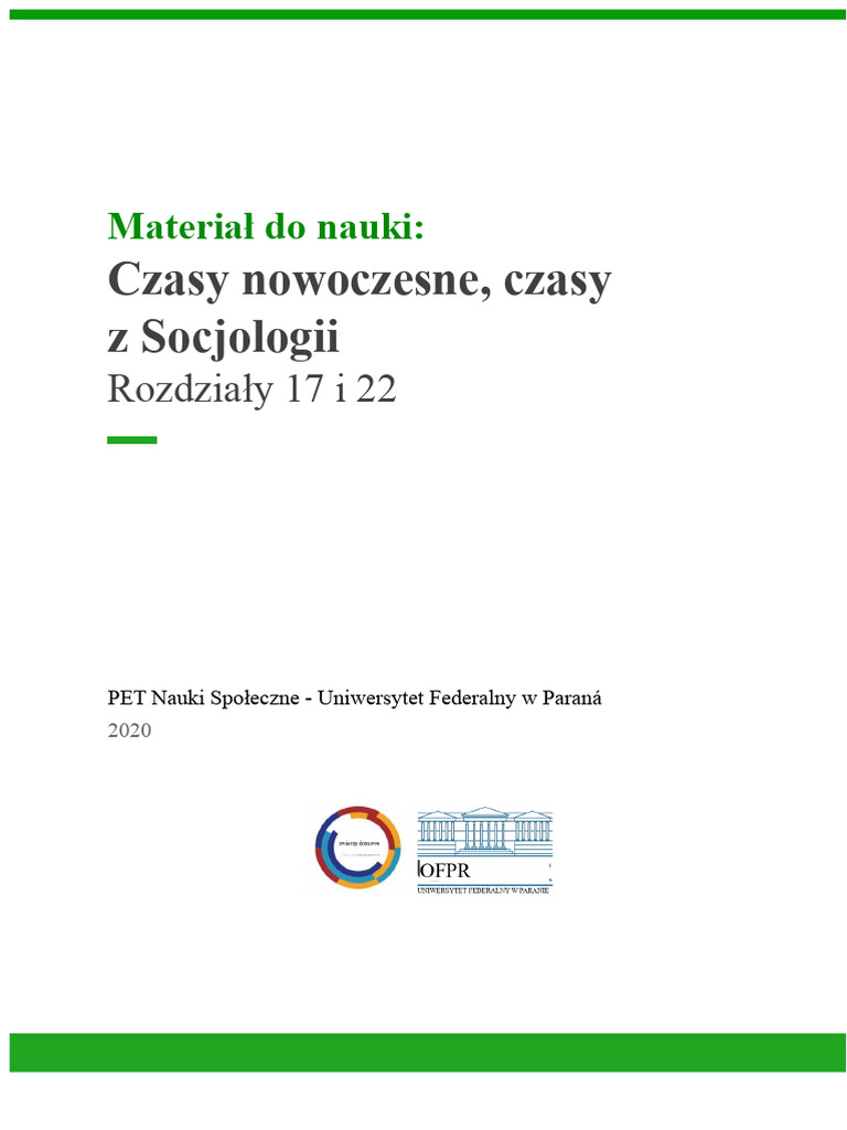 Nowoczesne Czasy Czasy Socjologii | PDF