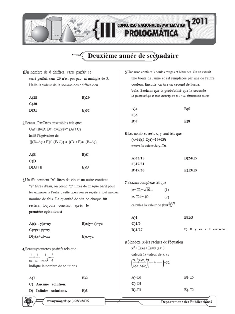 Problèmes de mathématiques de 2e année | PDF | Concepts mathématiques ...