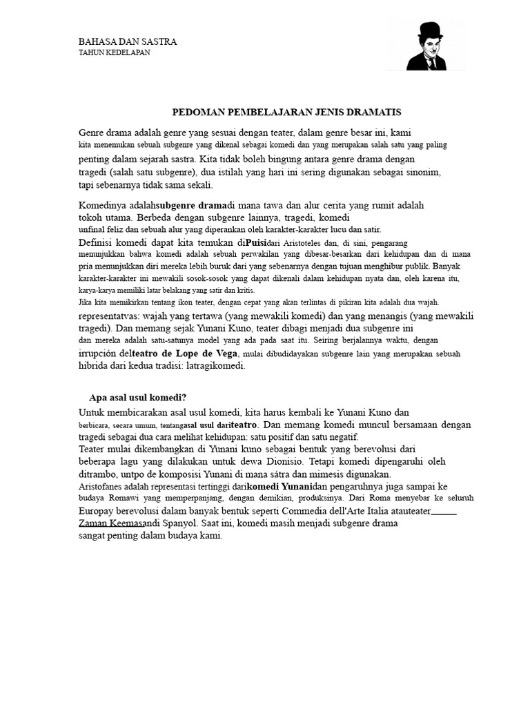 Panduan Pembelajaran Kedelapan Komedi | PDF