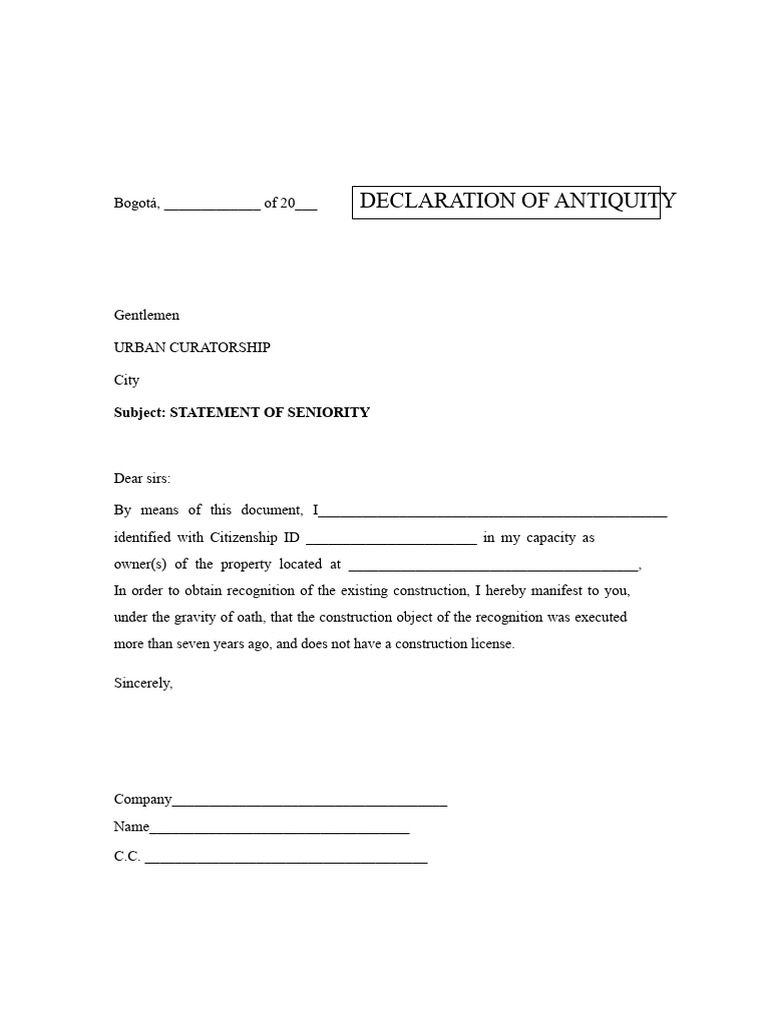 Declaration of Construction Age | PDF