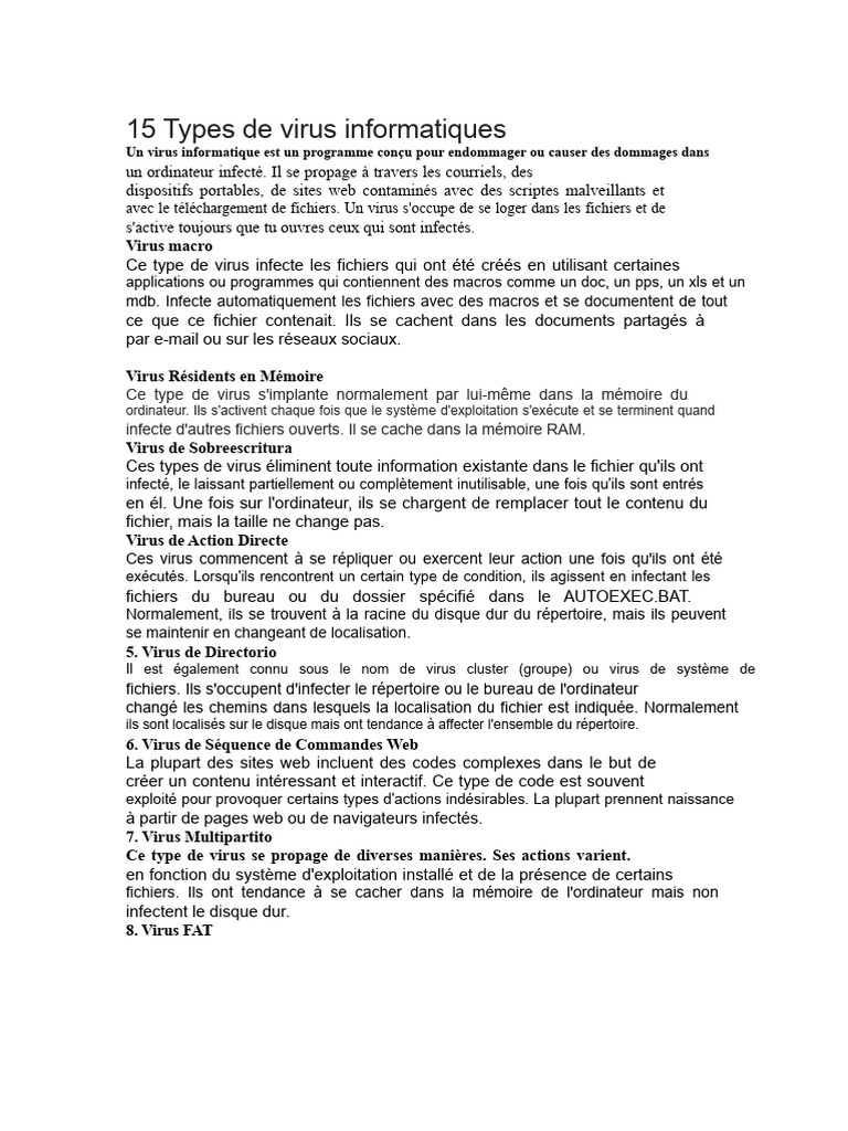 Types de virus informatiques expliqués | PDF | Wi-Fi | Virus informatique