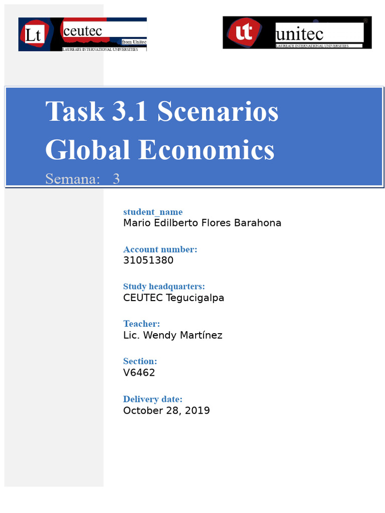 Task 3.1 Global Economic Scenarios International Business | PDF | Euro ...