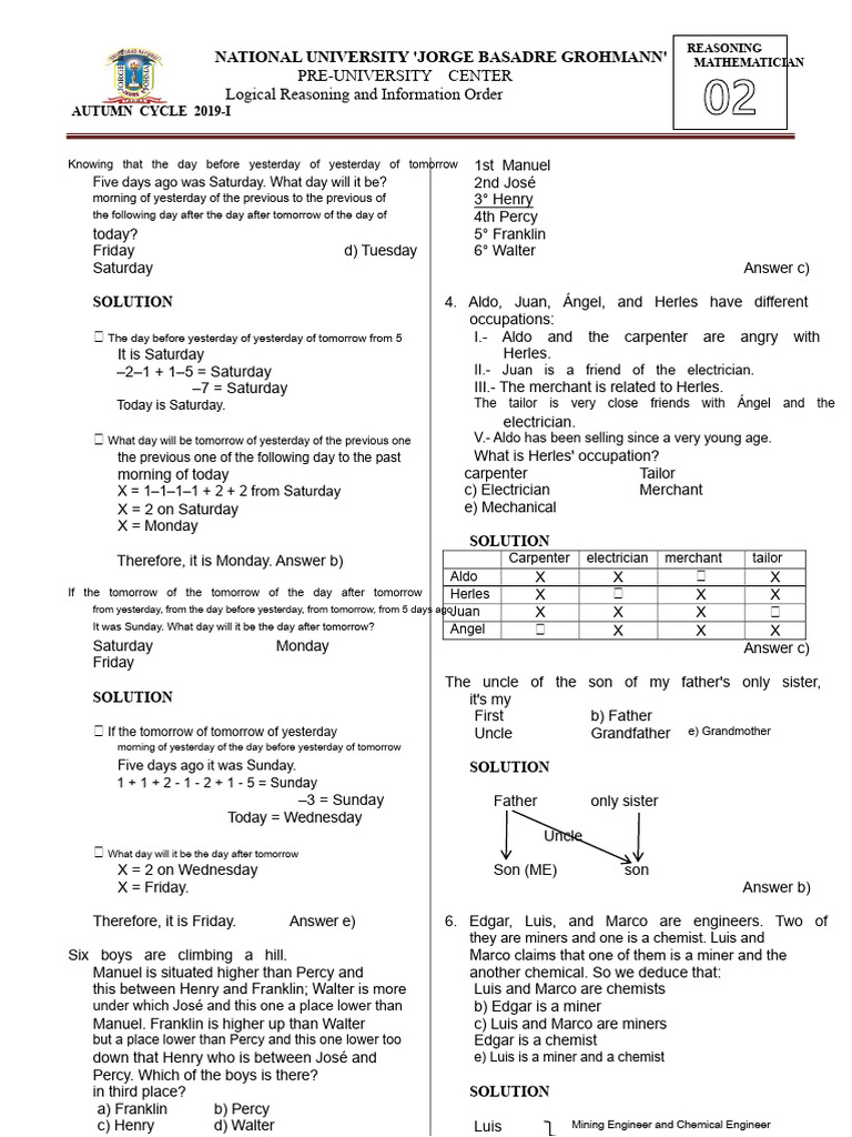 Logical Reasoning: Problems | PDF