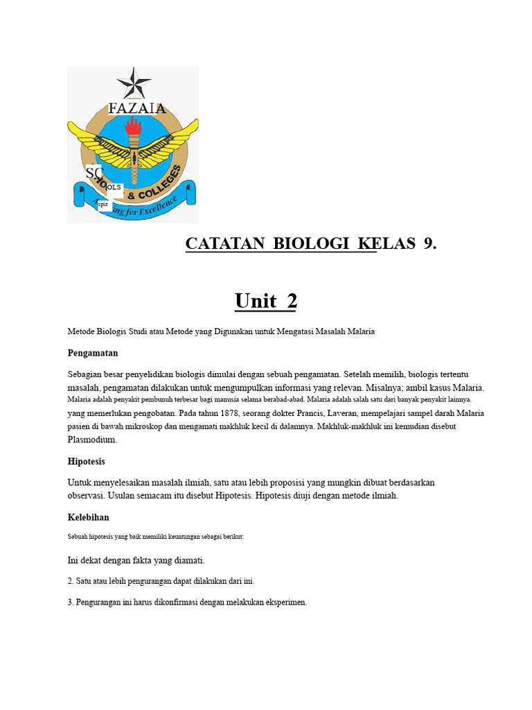 Catatan Biologi Kelas 9 | PDF