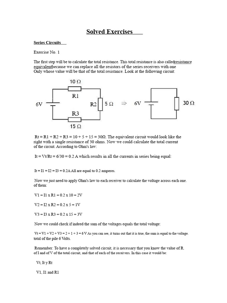 Solved Exercises On Series and Parallel Circuits 2 | PDF | Series And ...