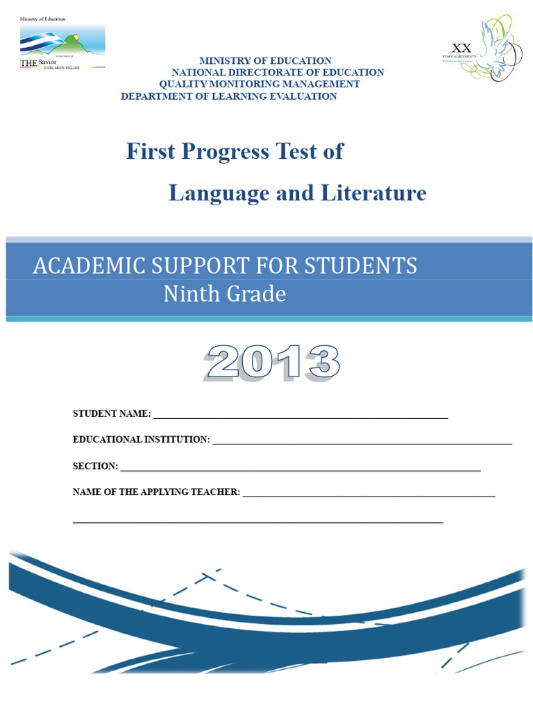 9th Grade Progress Test - Language and Literature 2013 | PDF | Stress ...