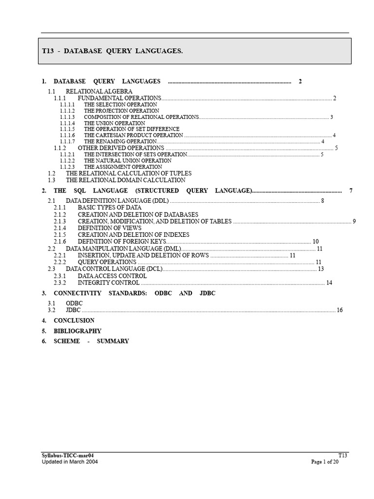 Database Query Languages PDF | PDF | Relational Model | Sql