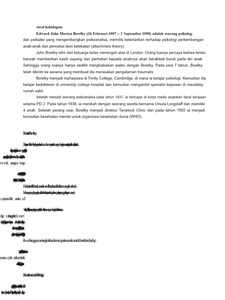 Teori Kelekatan John Bowlby dan Dampaknya | PDF