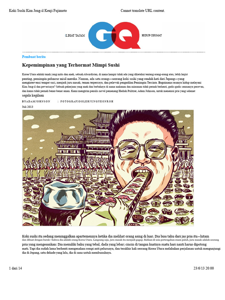 Koki Sushi Kim Jong-Il Kenji Fujimoto | PDF