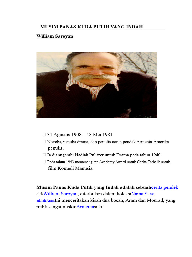 Cerita Pendek "Musim Panas Kuda Putih" | PDF