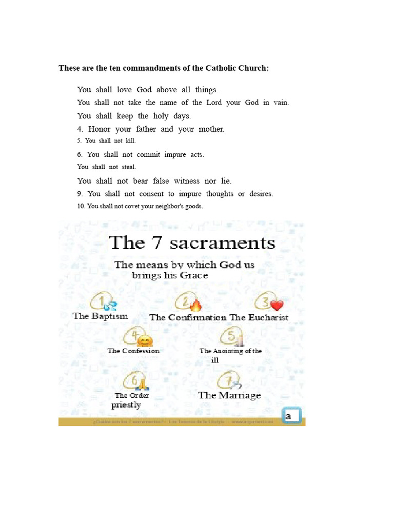 These Are The Ten Commandments of The Catholic Church. | PDF