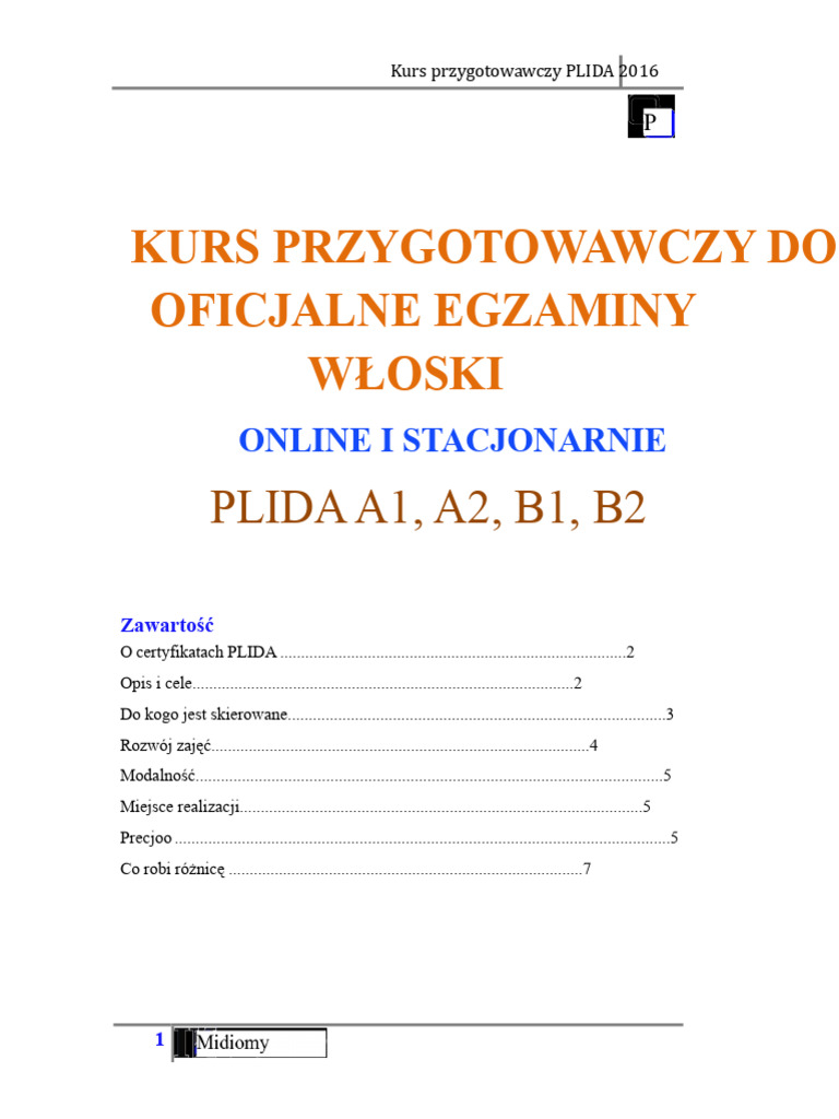 Plida A1, A2, B1, B2 | PDF