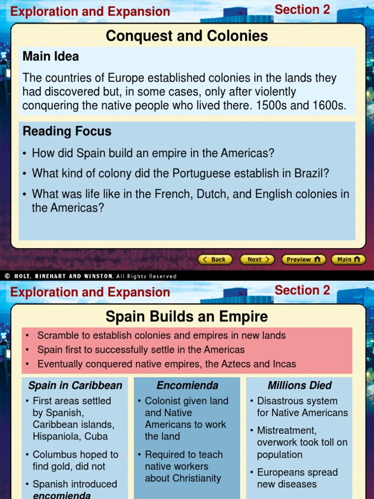 Conquest and Colonies: Main Idea | PDF | Hernán Cortés | Conquistador