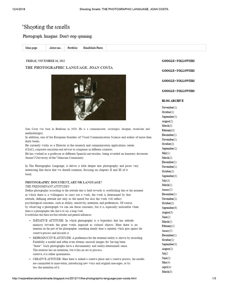 Shooting The Smells - The Photographic Language. Joan Costa | PDF ...
