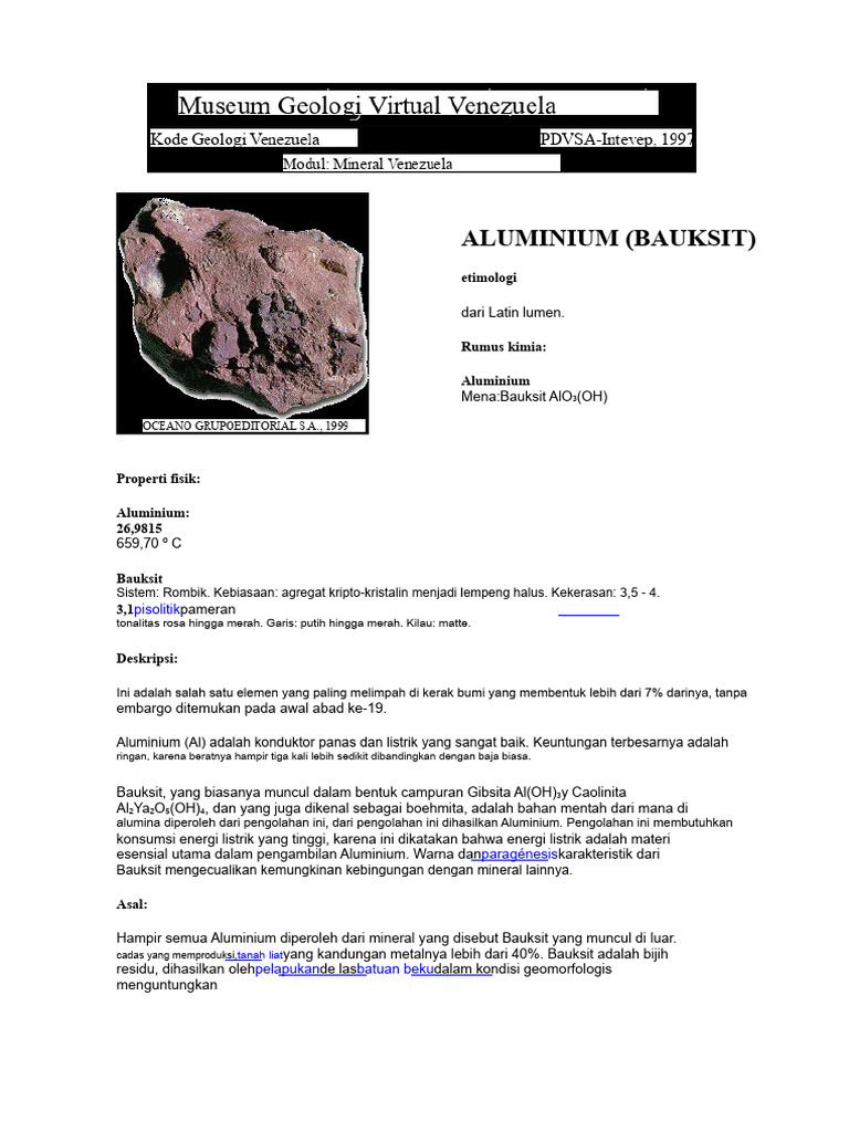 Aluminium dan Bauksit di Venezuela | PDF