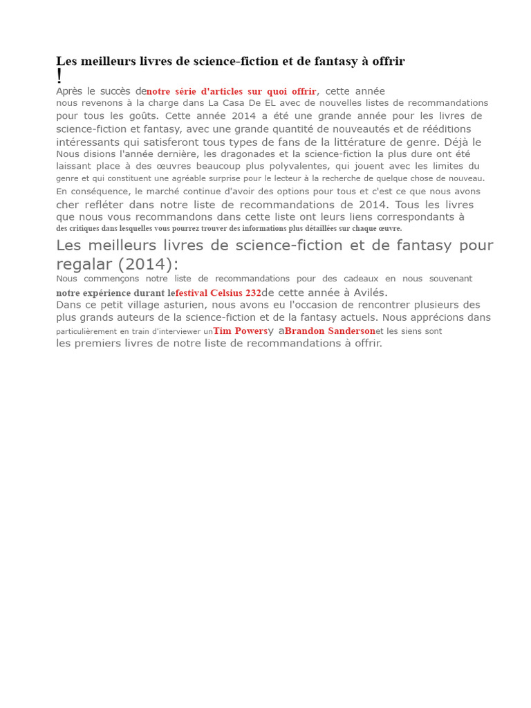 Les Meilleurs Livres de Science-Fiction Et de Fantasy | PDF | Fantaisie