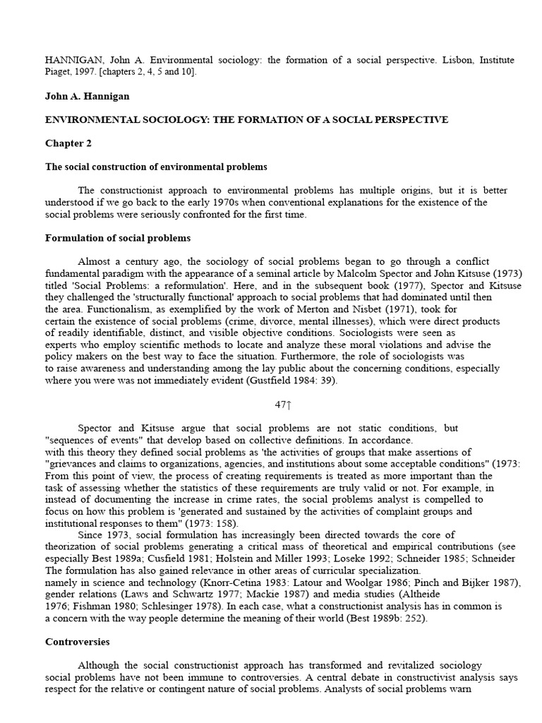 Social Construction of Environmental Issues | PDF | Social ...